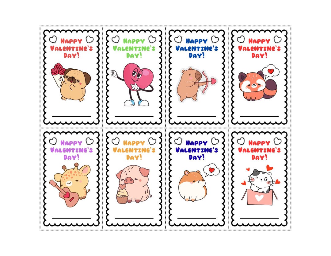 Printable Valentine’s Day Cards for Kids | Cute Animal Classroom ...