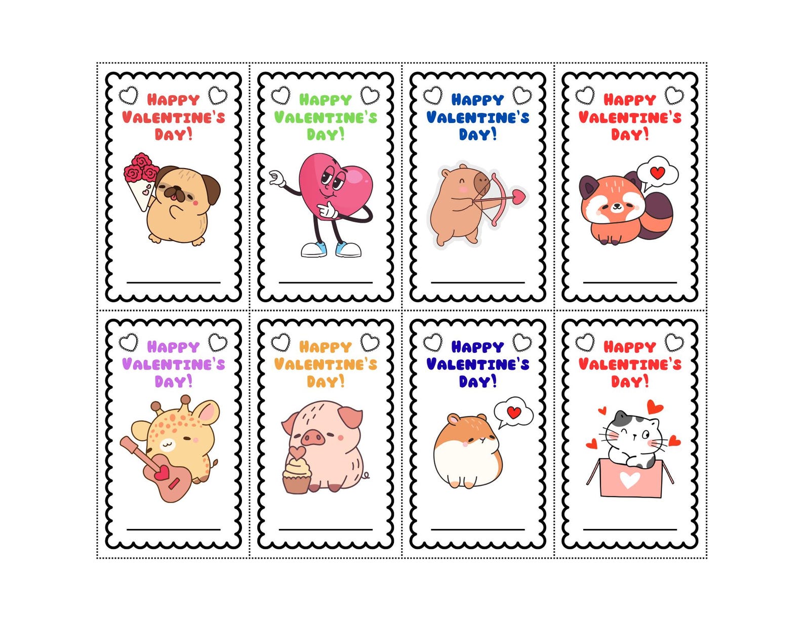 Printable Valentine’s Day Cards for Kids | Cute Animal Classroom ...