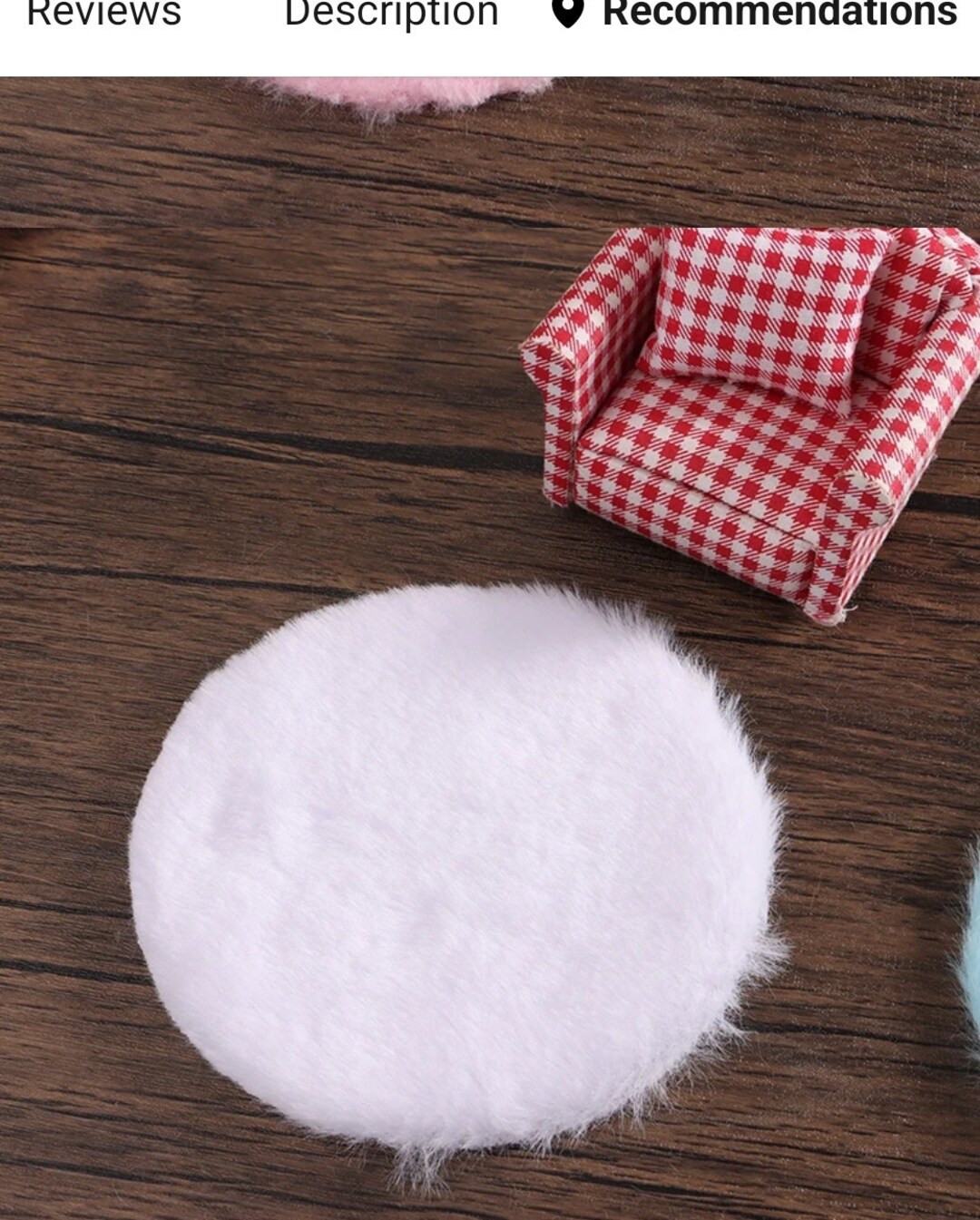 Miniature Dollshouse White Fluffy Round Floor Rug 1/12th Scale ...