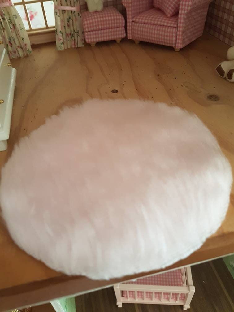 Miniature Dollshouse White Fluffy Round Floor Rug 1/12th Scale - Etsy
