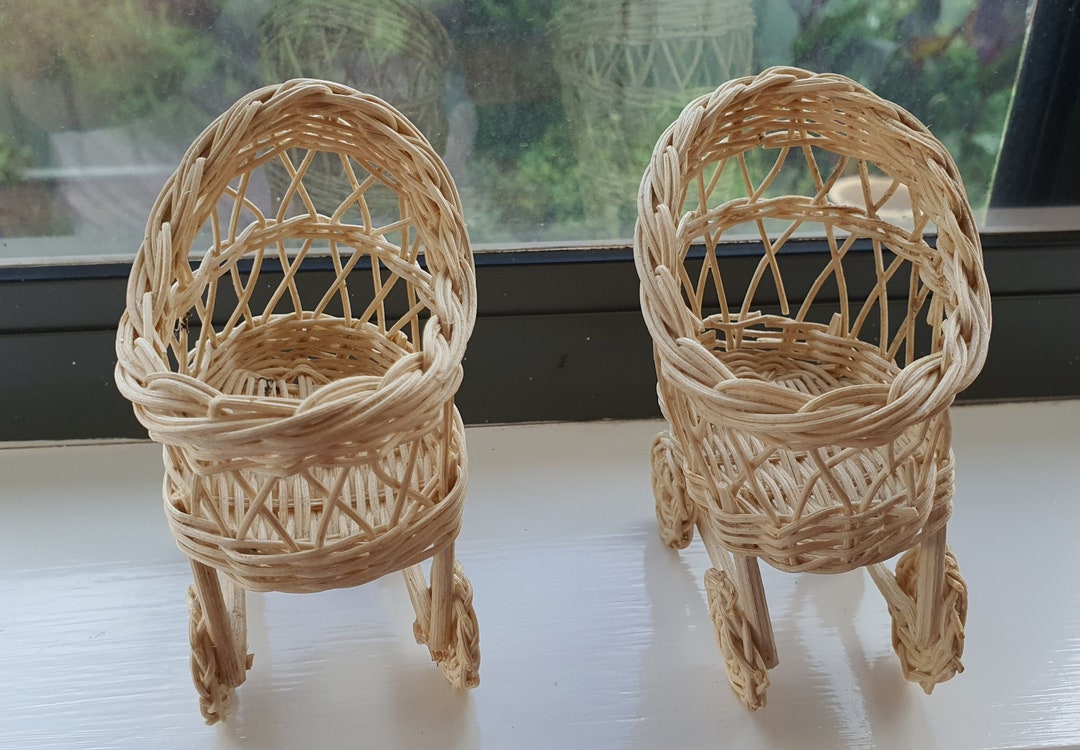 Miniature Dollhouse Rattan Cane Babies Bassinets Handcrafted 1/12th ...