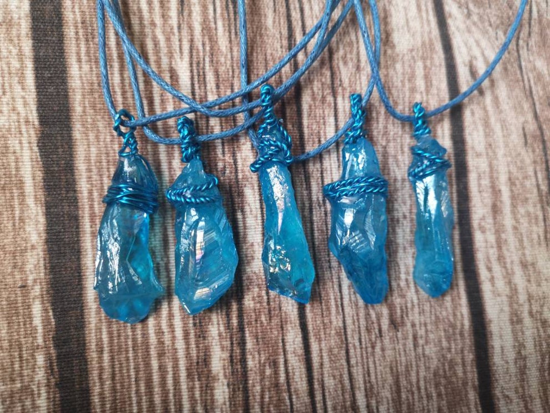 Light Blue Aqua Aura Quartz Pendant - Etsy