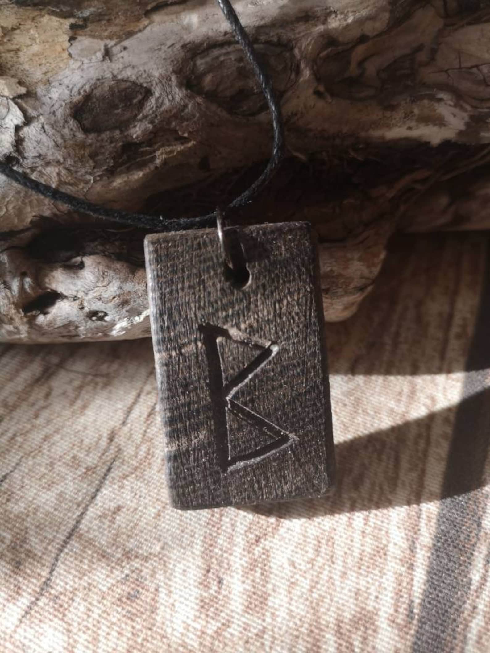 Futhark Rune Ancient Bog Oak Pendant. - Etsy