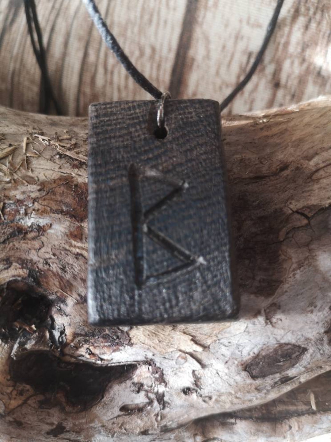 Futhark Rune Ancient Bog Oak Pendant. Berkana.viking.runes.saxon.cos ...