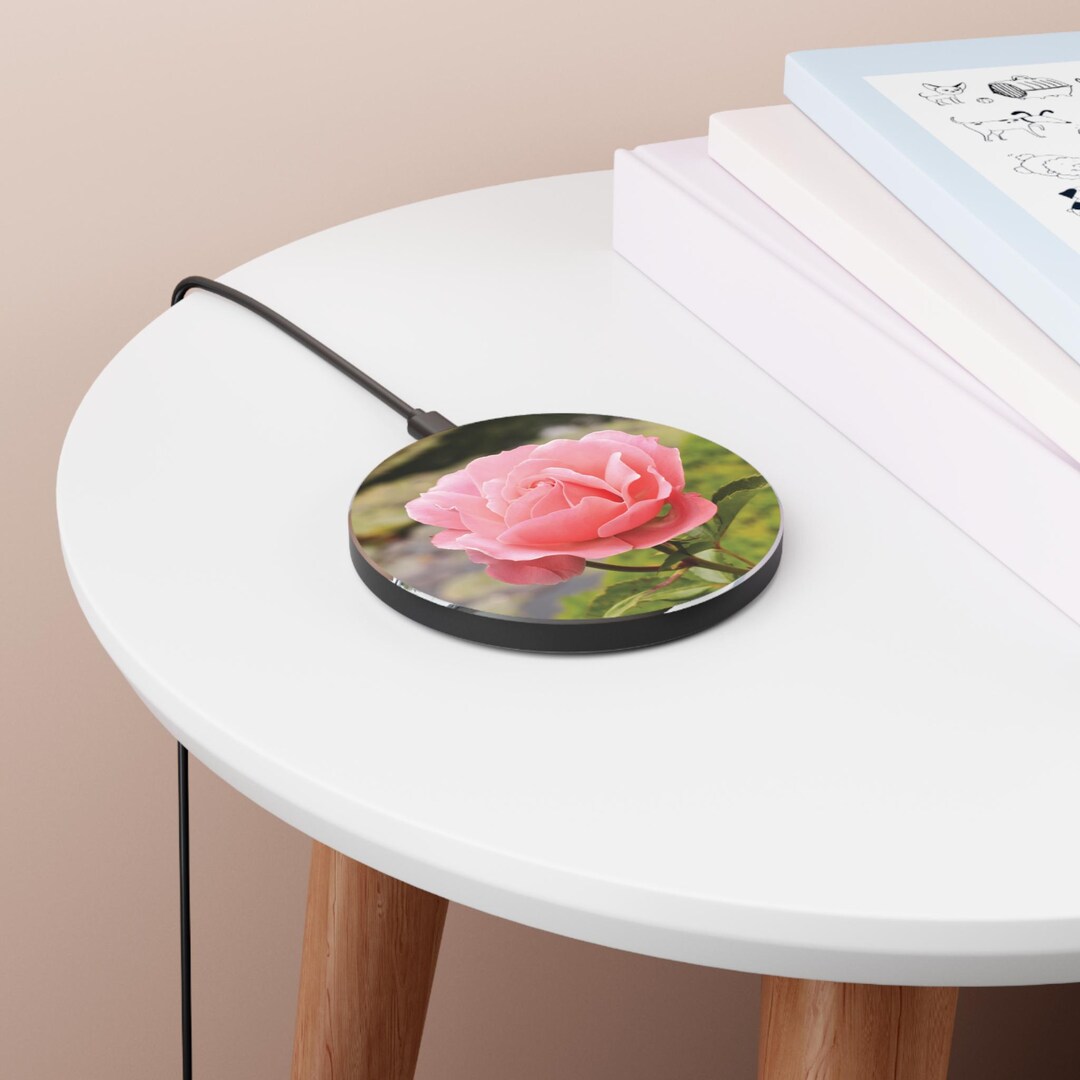 Single Pink Rose Custom Wireless Charger | Custom Nature iPhone and ...