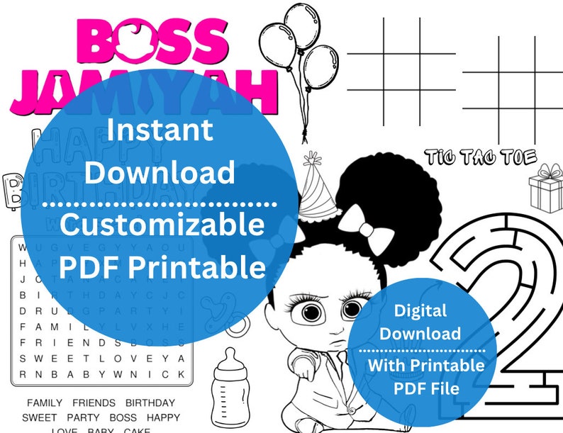 Boss Baby Birthday Coloring Game Sheet - Etsy
