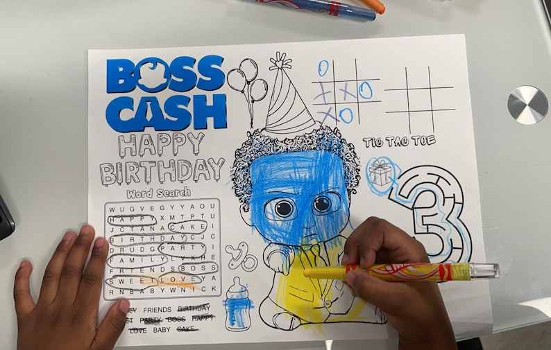 Boss Baby Birthday Coloring Game Sheet - Etsy