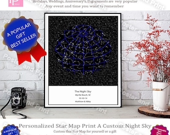 Star map print | Etsy