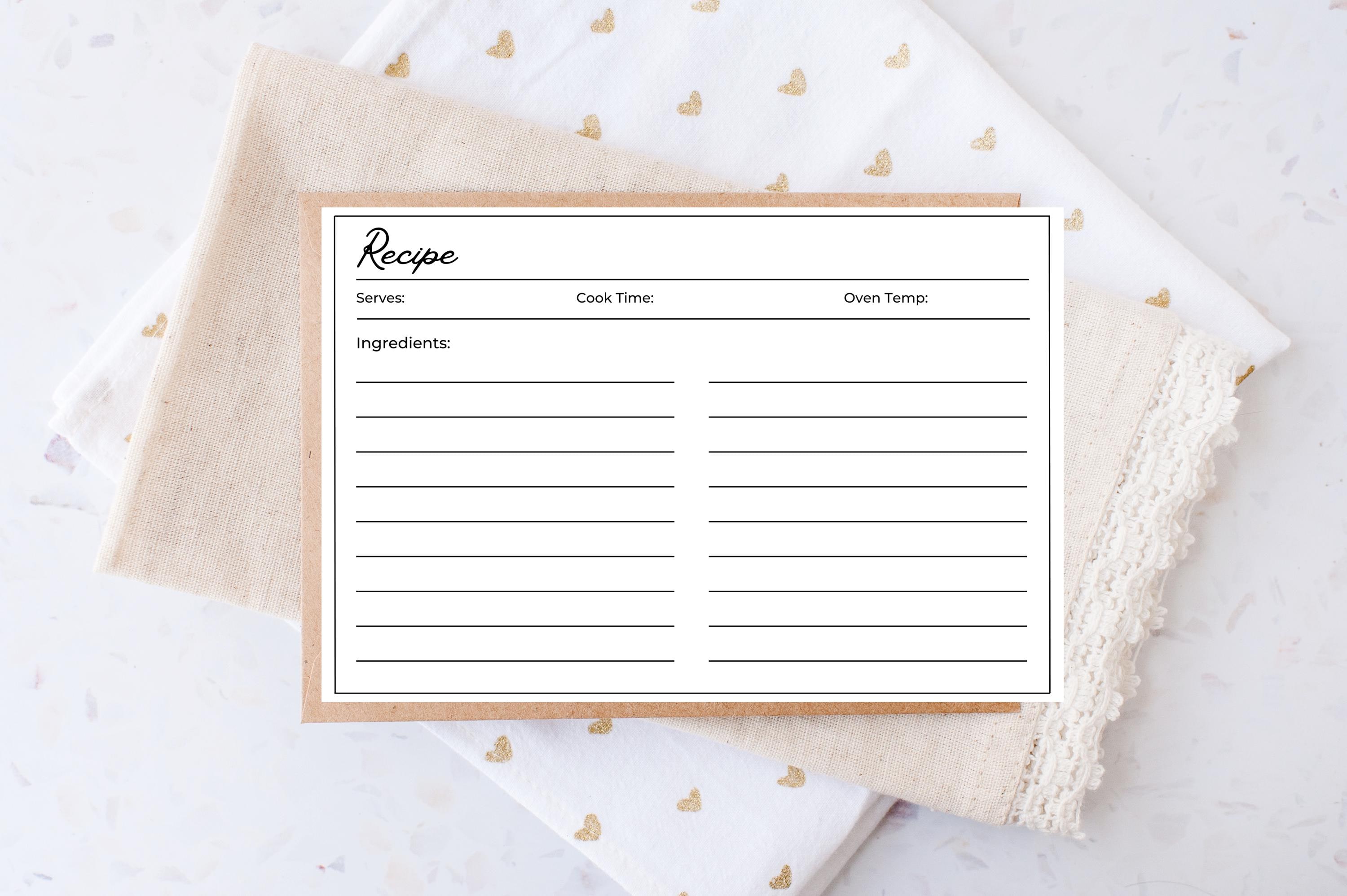 Printable Recipe Card Template | Minimalist 4x6 (digital Download) - Etsy