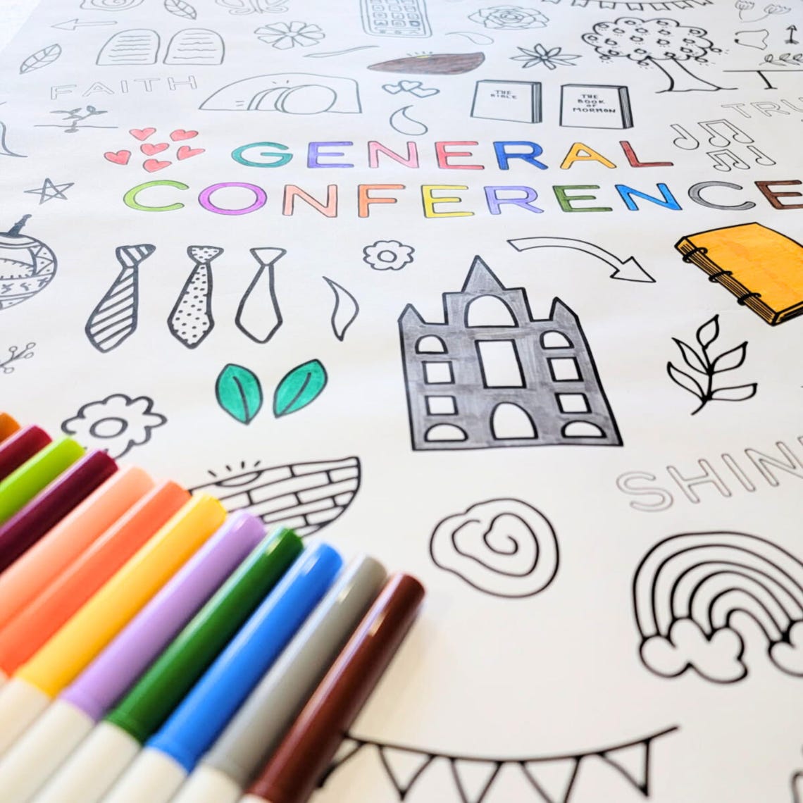 Large LDS General Conference Coloring Poster - Etsy