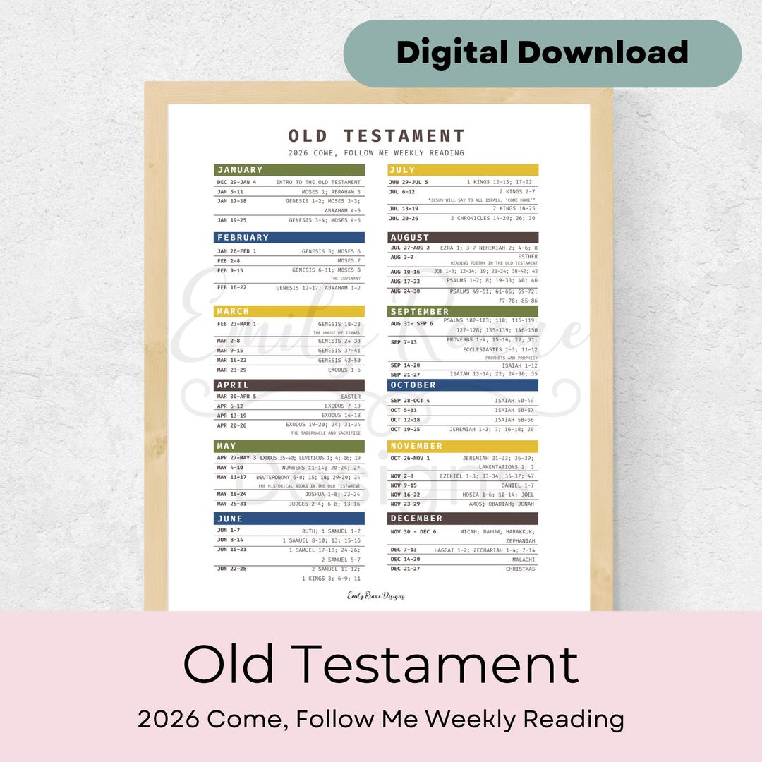 Old Testament Come, Follow Me 2026 Weekly Reading Schedule | LDS Study ...