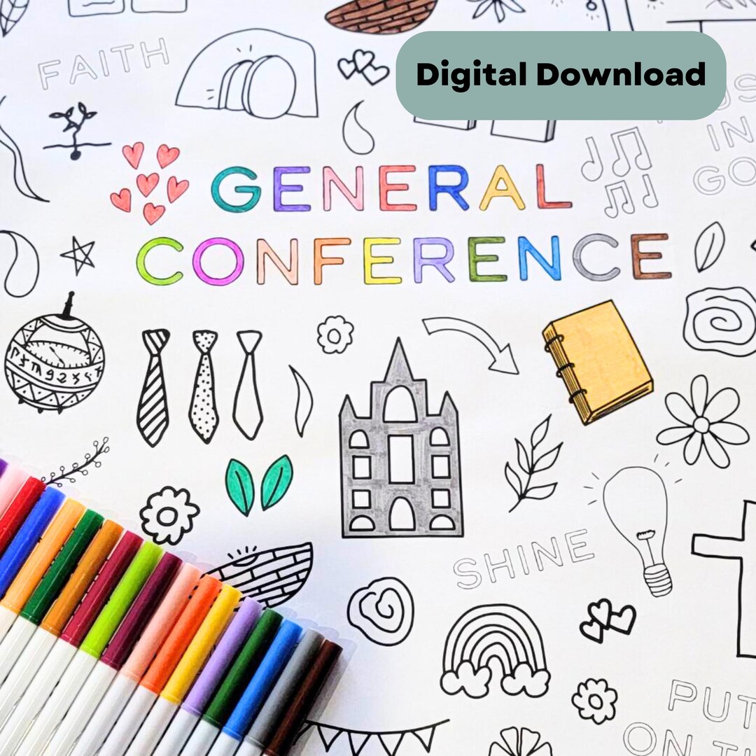 Large LDS General Conference Coloring Poster - Etsy