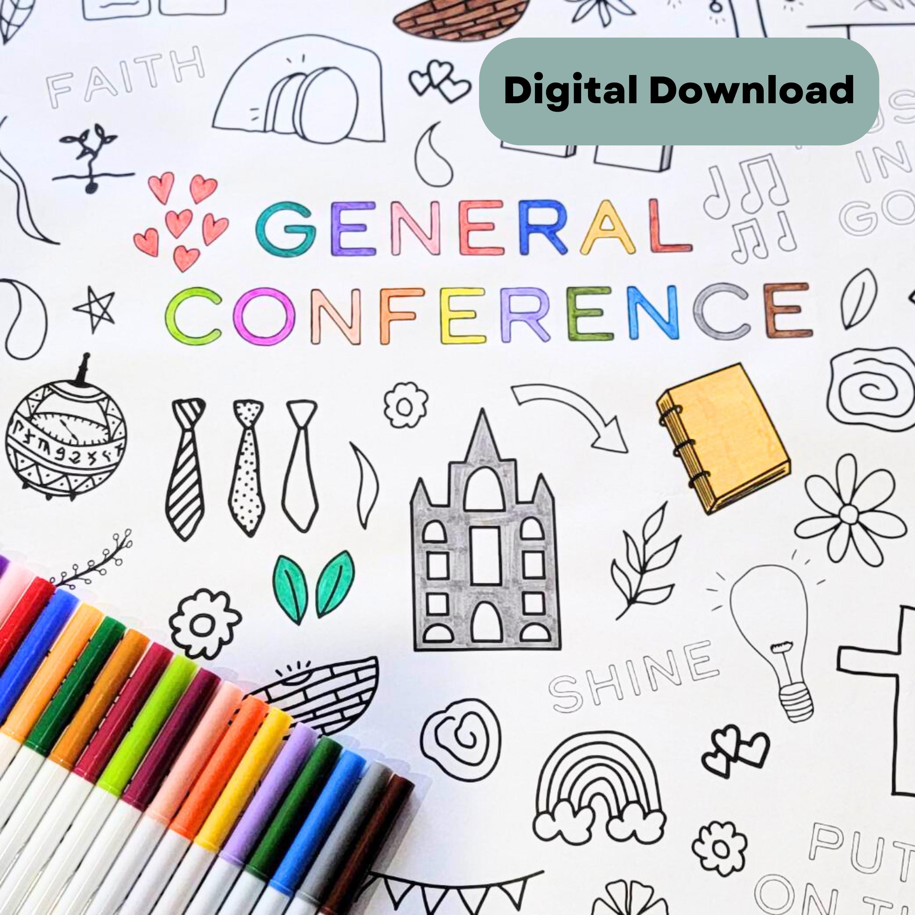 Large LDS General Conference Coloring Poster - Etsy