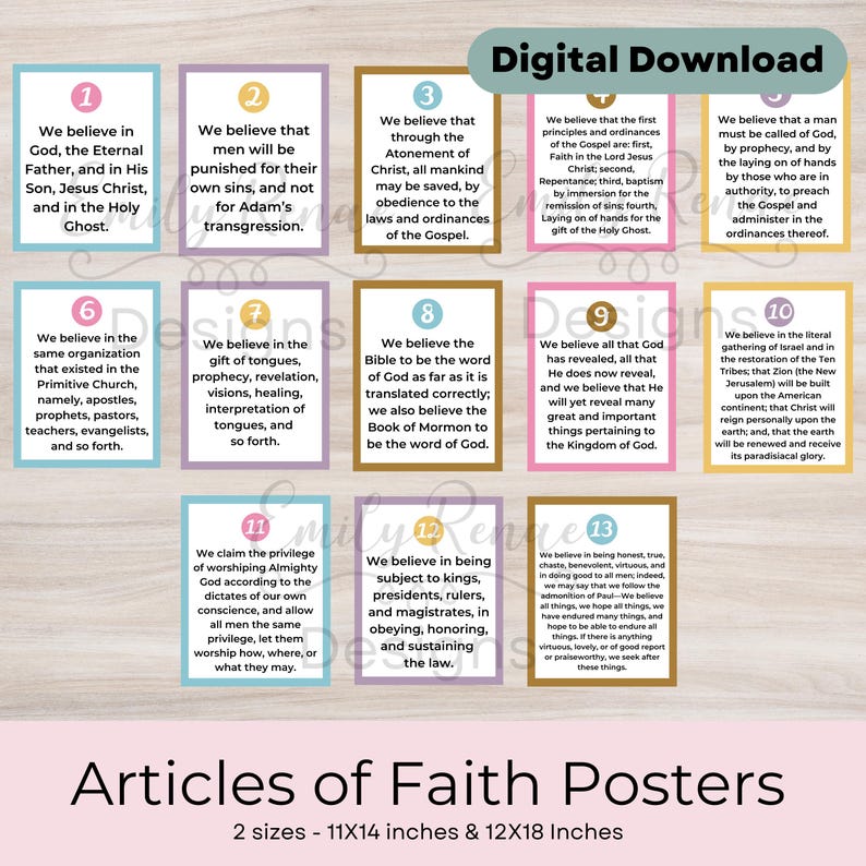 Articles of Faith Posters - LDS Printable Wall Art - 11x14 & 12x18 ... Articles of Faith Posters - LDS Printable Wall Art - 11x14 & 12x18 ...