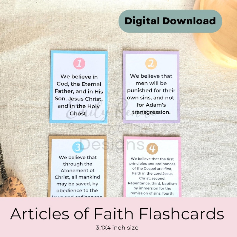 LDS Articles of Faith Flashcards – Scripture Memorization (printable ...