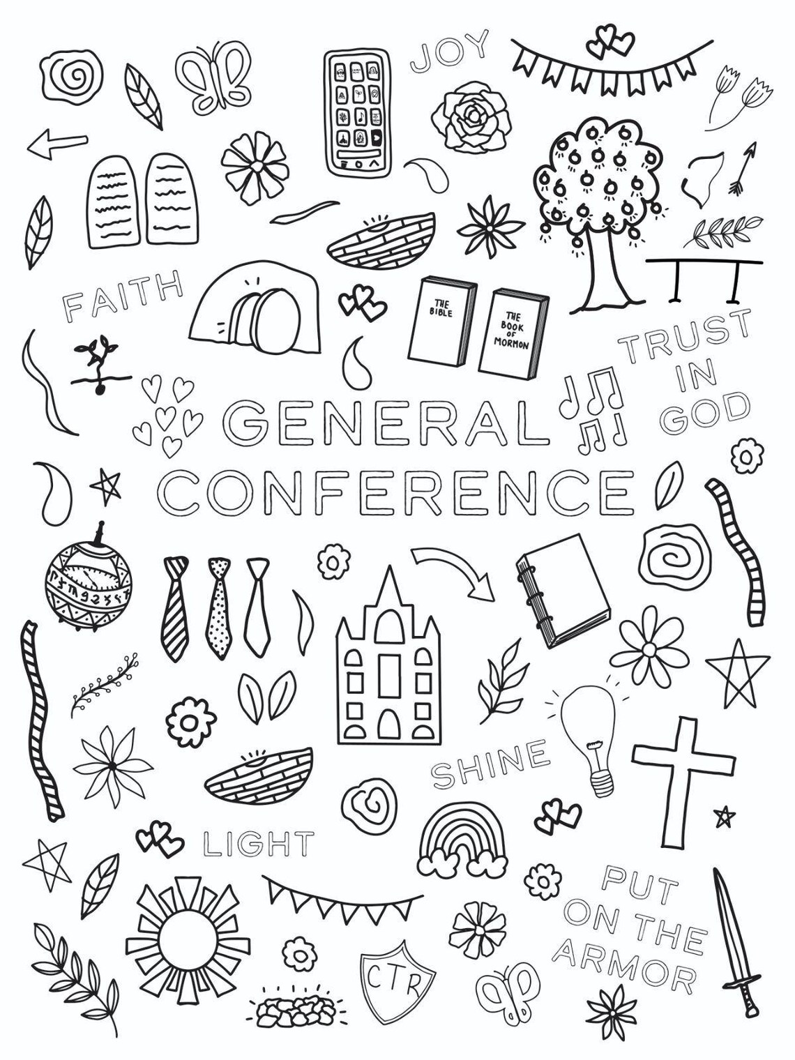 Large LDS General Conference Coloring Poster - Etsy