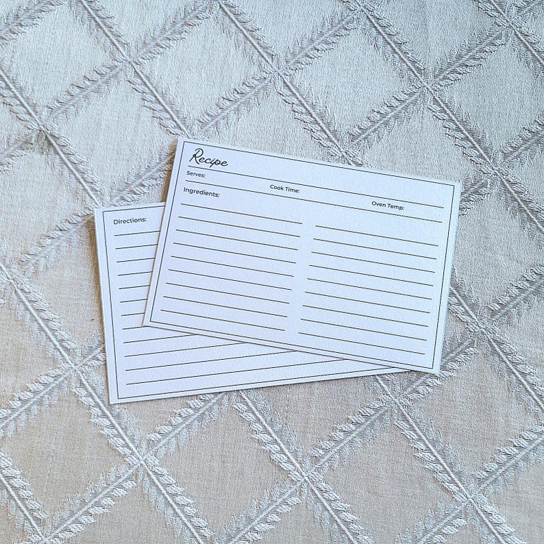 Printable Recipe Card Template | Minimalist 4x6 (digital Download) - Etsy