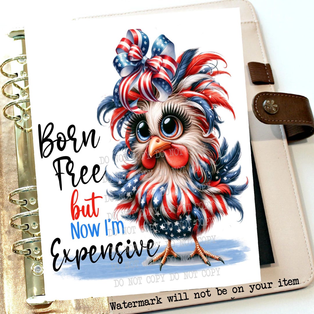 July 4th Planner Cover, Funny Born Free Planner Insert Patriotic ...