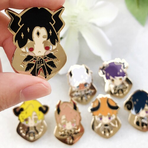 Demon Dangle Pins hard Enamel Pins With Decorative Chains - Etsy