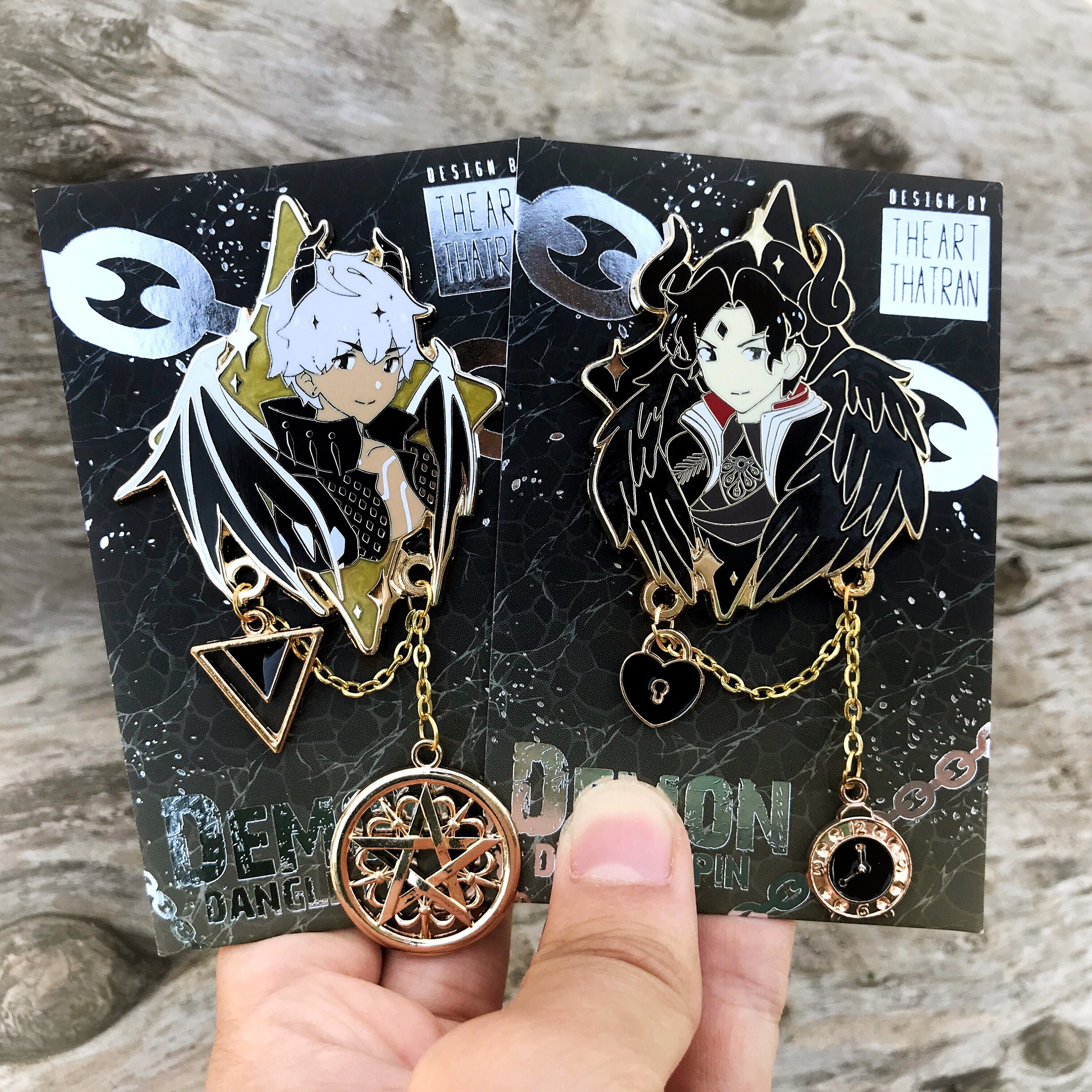 Demon Dangle Pins hard Enamel Pins With Decorative Chains - Etsy