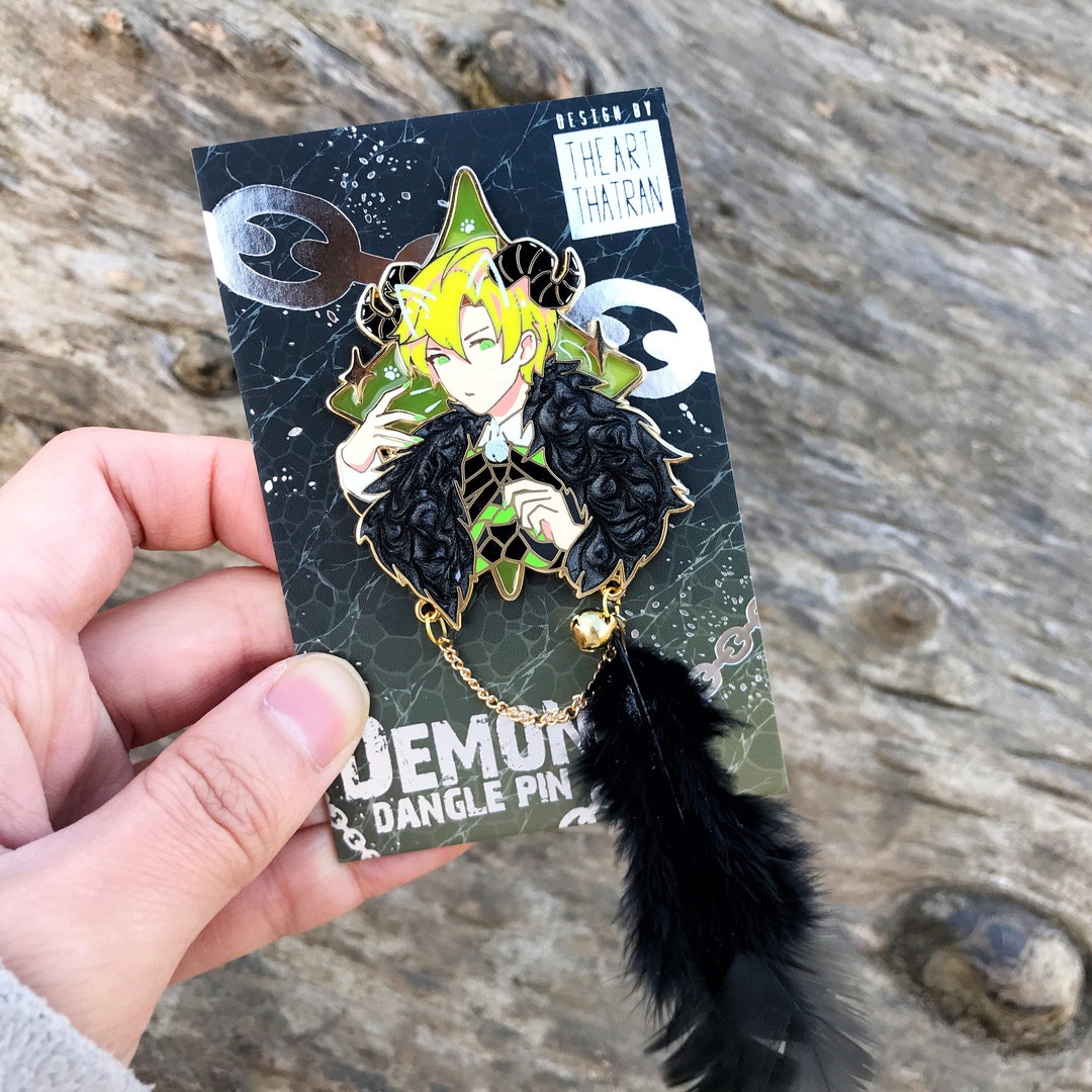 Demon Dangle Pins hard Enamel Pins With Decorative Chains - Etsy