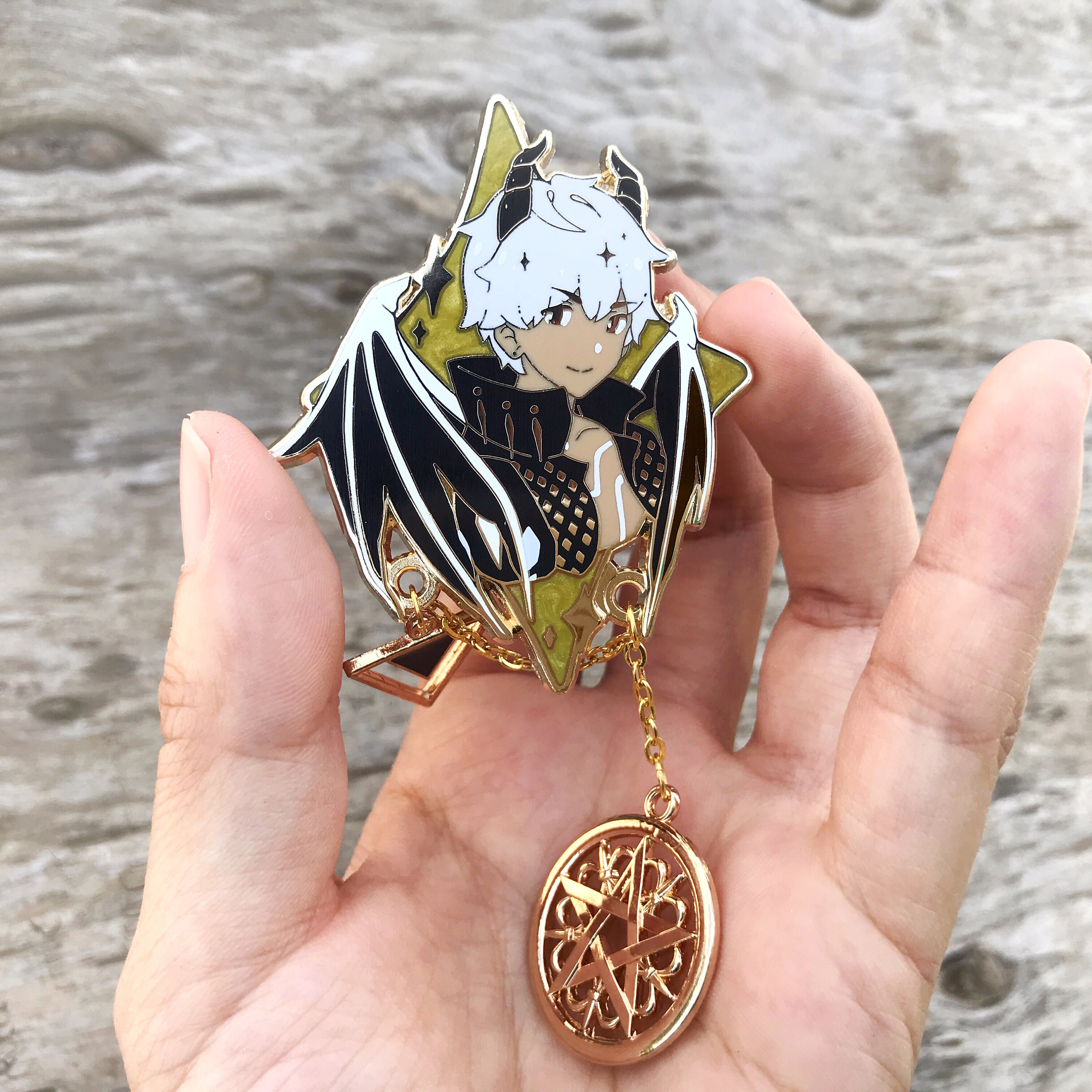 Demon Dangle Pins hard Enamel Pins With Decorative Chains - Etsy