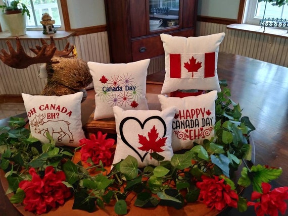 Embroidered Happy Canada Day Flag Moose Maple Leaf Mini | Etsy