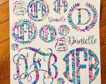 Custom Monogram Decal Sheet Monogram Sticker Pack Monogram | Etsy