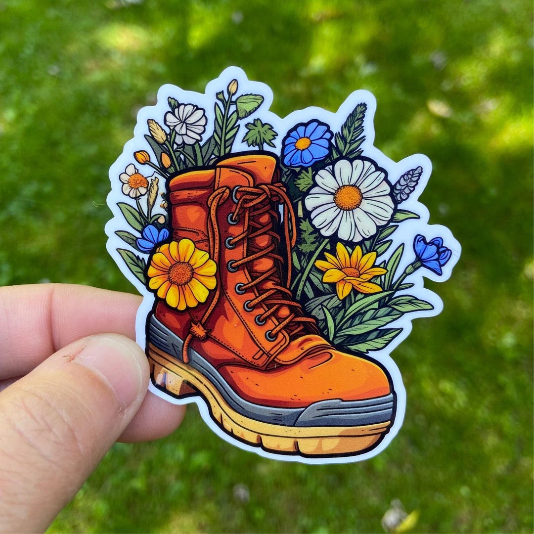 Wildflower Hiking Boot Sticker, Flower Hiking Sticker, Waterproof Water ...