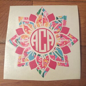 Flower Monogram Car Decal Sticker | Flower Monogram Tumbler Decal ...