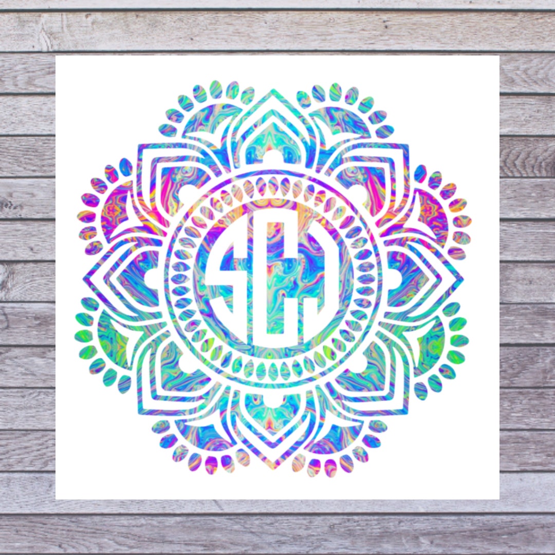 Mandala Monogram Laptop Decal Custom Monogram Decal Monogram Tumbler ...