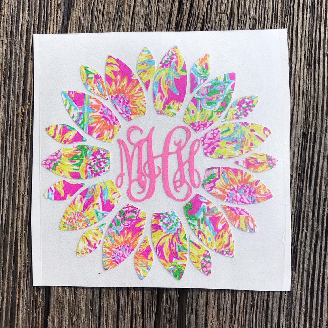 Flower Monogram Decal Sticker Floral Monogram Decal Flower - Etsy