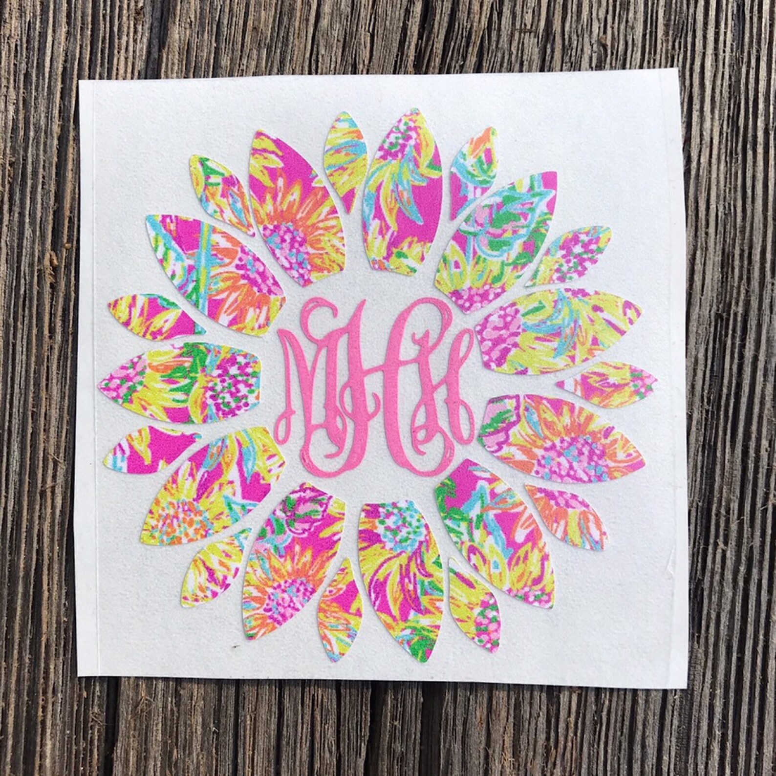 Flower Monogram Decal Sticker Floral Monogram Decal Flower - Etsy