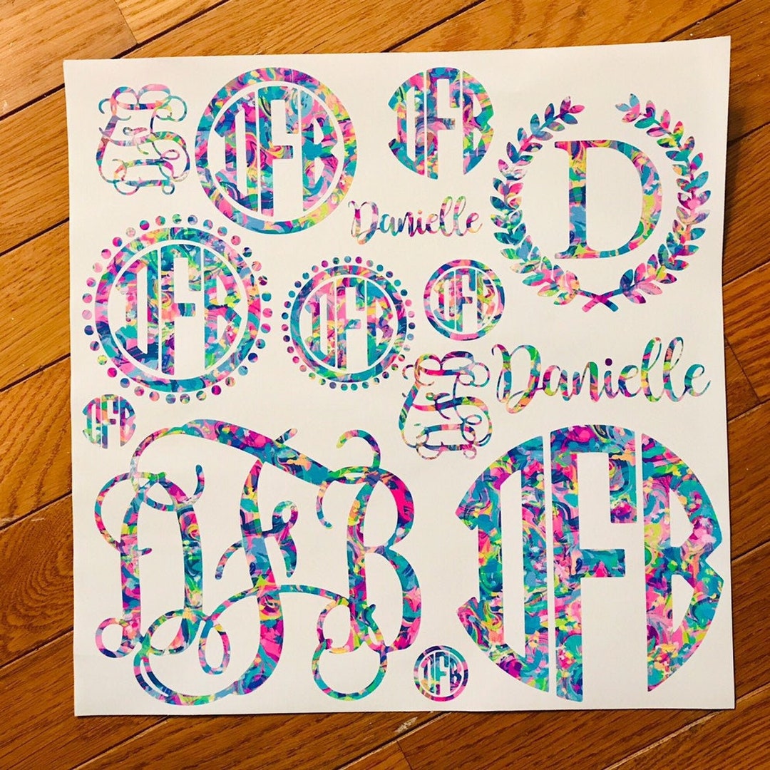 Custom Monogram Decal Sticker Pack | Full Sheet Monogram Bundle | 14 ...