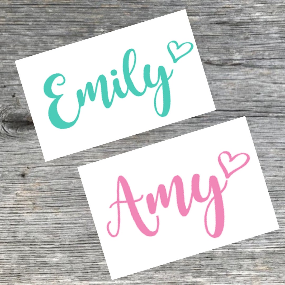 Custom Vinyl Name Decal With Heart, Name Decal for Tumbler, Custom Name ...