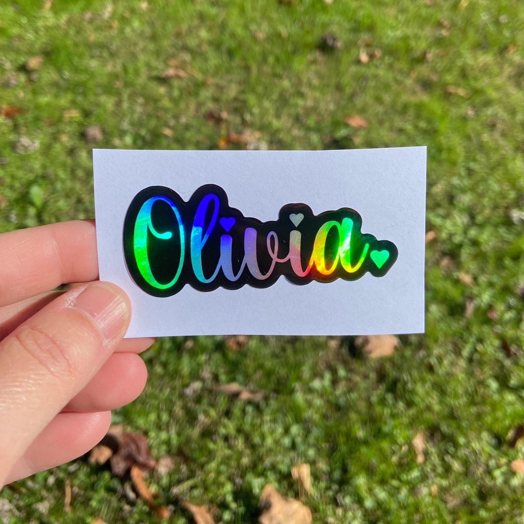 Holographic Name Sticker for Water Bottle, Custom Waterproof Decal ...