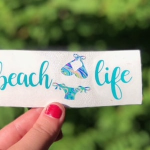 Beach Life Decal Beach Sticker Bikini Decal Sticker - Etsy
