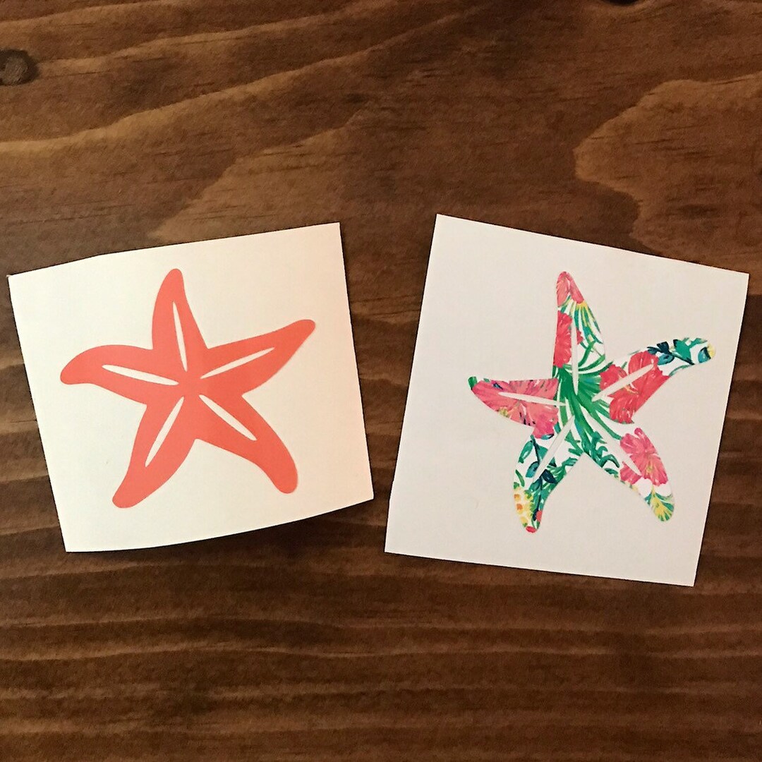 Starfish Cup Decal Sticker, Beach Decal, Starfish Sticker, Starfish Cup ...