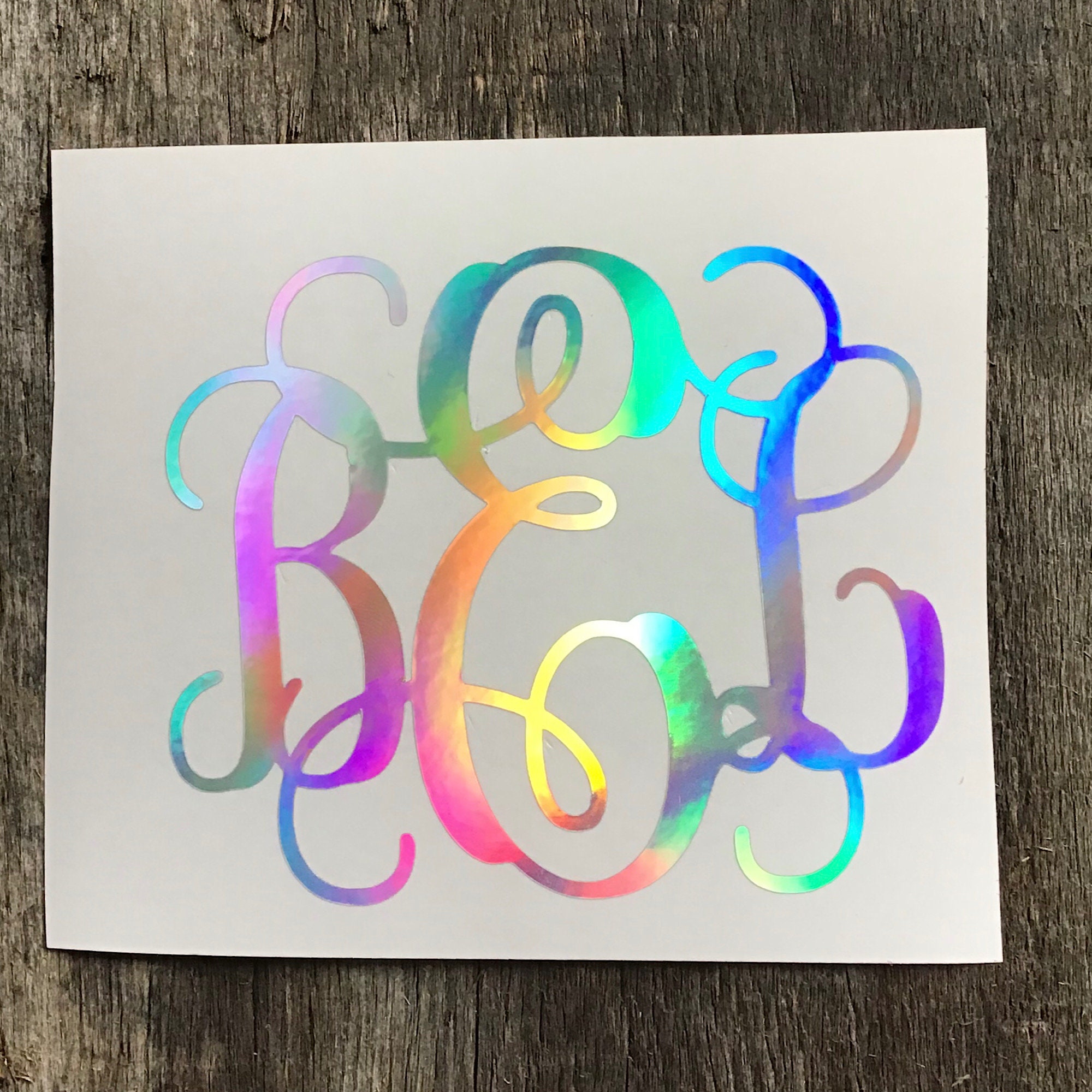 Holographic Monogram Decal for Cars, Laptops, Water Bottles, Wine Glass ...