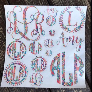 Custom Monogram Decal Sticker Pack Full Sheet Monogram Bundle 14 ...