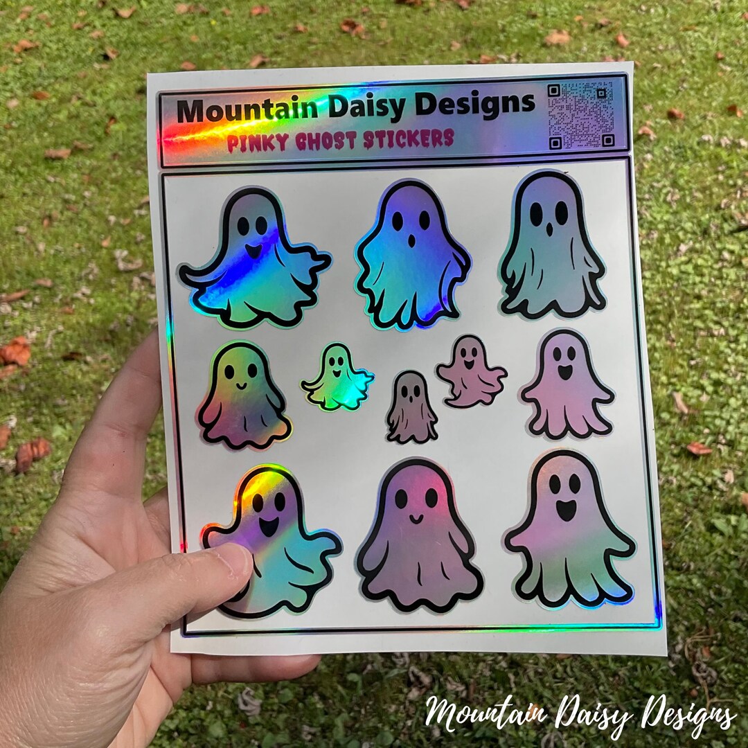Holographic Pink Ghost Sticker Sheet for Mugs Water Bottles - Etsy