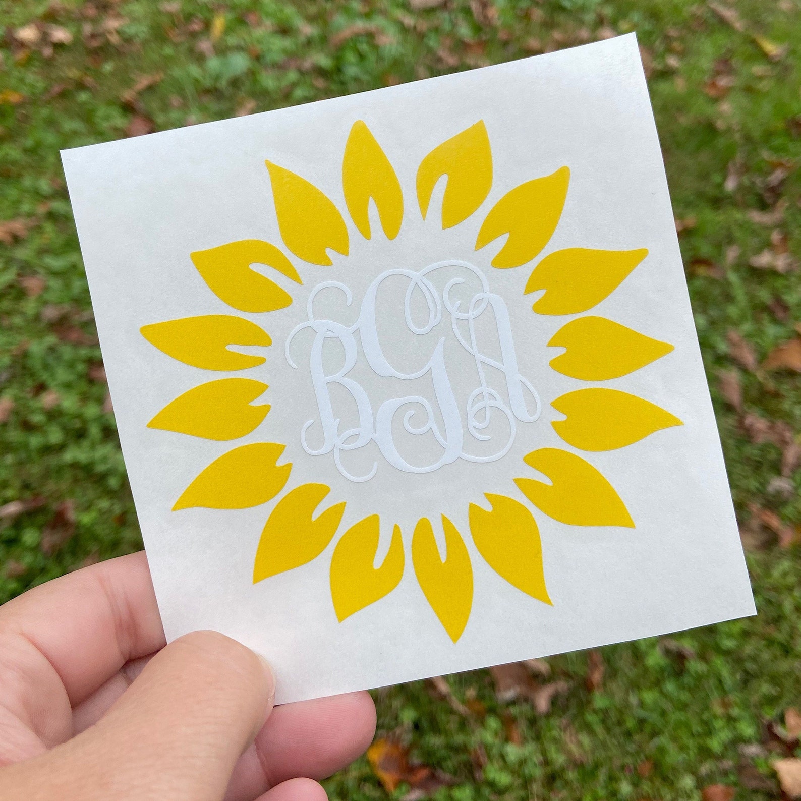 Sunflower Monogram Car Decal, Sunflower Car Monogram Decal, Sticker for ...