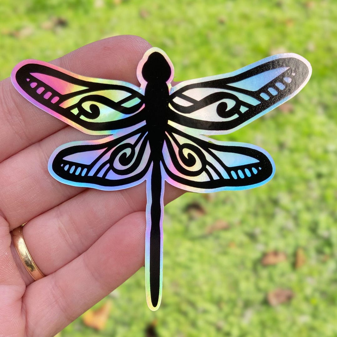 Holographic Dragonfly Sticker, Wildlife Sticker, Dragonfly Sticker for ...
