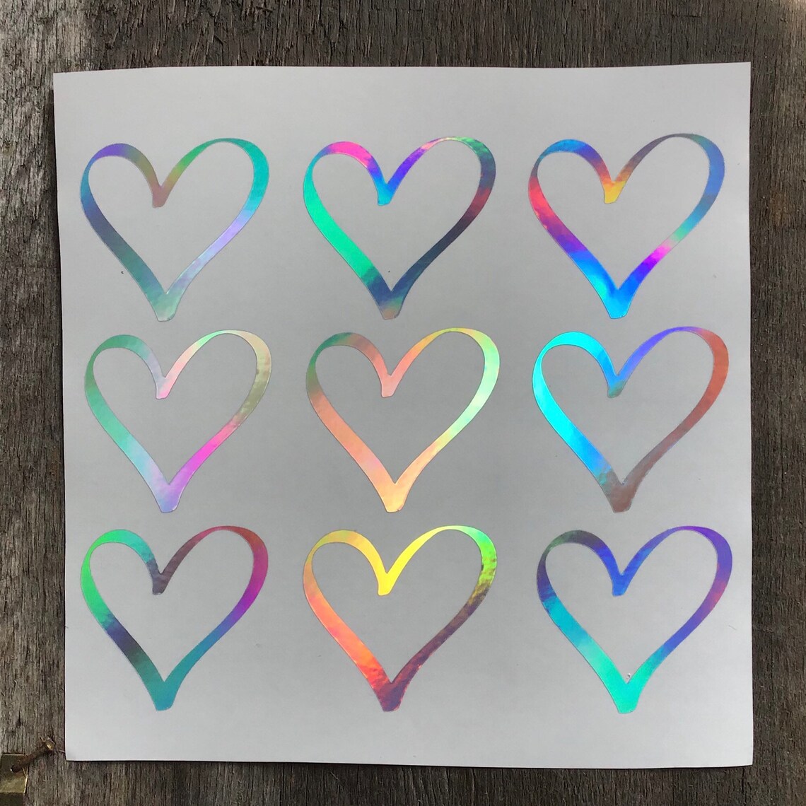 Holographic Heart Decal Sticker Sheet Heart Decals Heart | Etsy