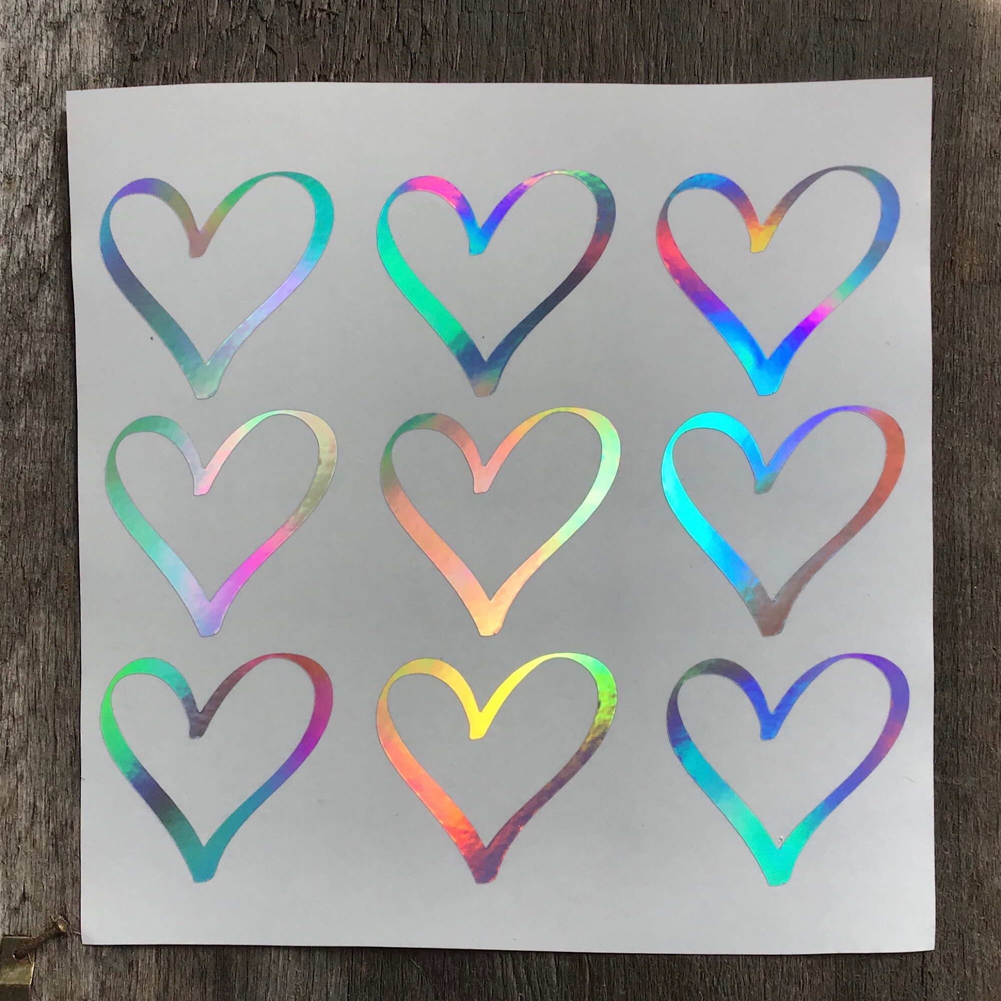 Holographic Heart Decal Sticker Sheet Heart Decals Heart - Etsy