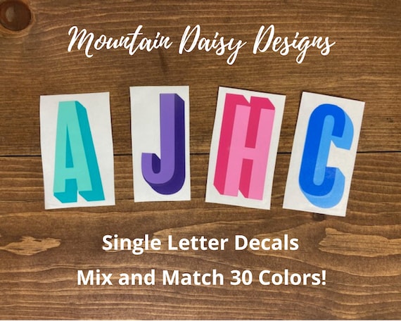 Single Letter Decal Sticker Single Initial Decal Letter | Etsy