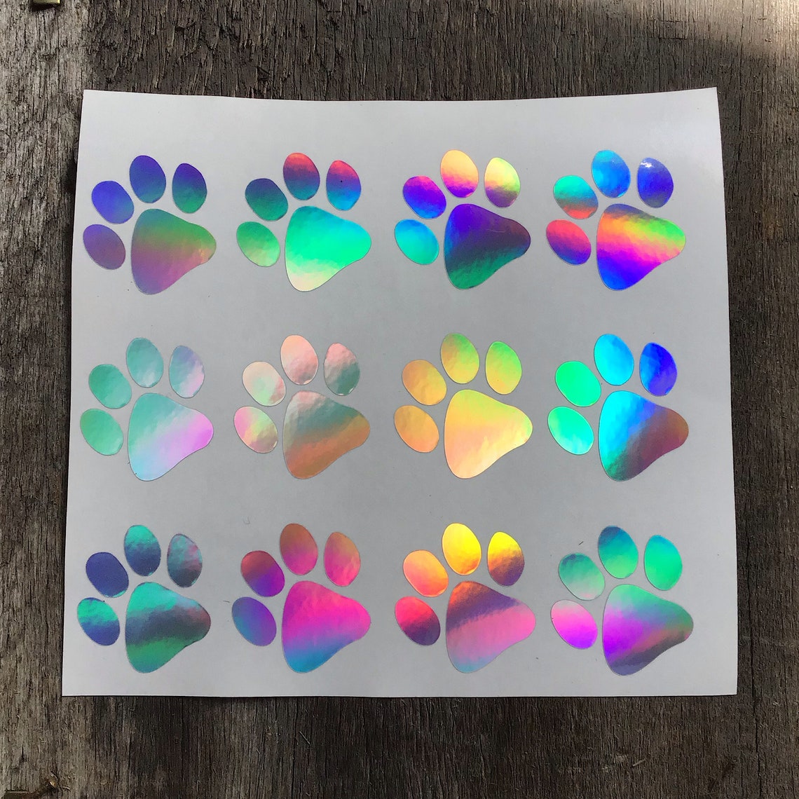Holographic Paw Print Sticker Sheet, Paw Print Decals, Paw Print ...