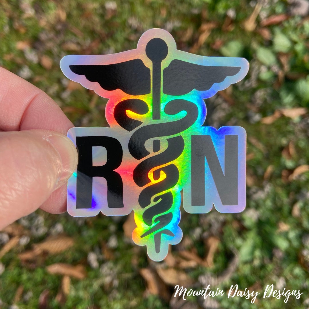 Holographic RN Sticker, Registered Nurse Sticker, Caduceus Sticker ...