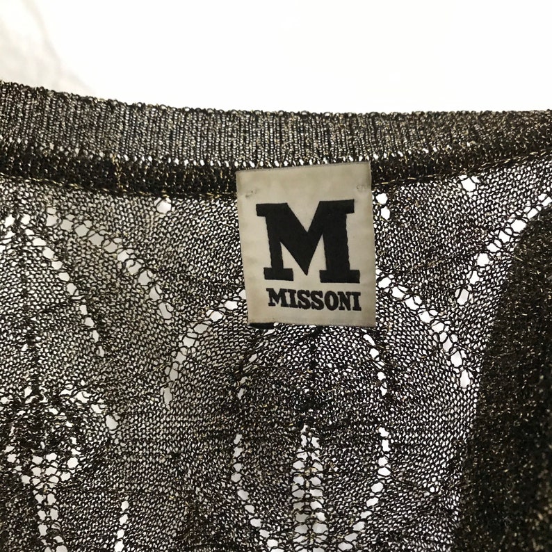 Vintage M Missoni Label Metallic Gold Delicate Knit Cardigan Zig Zag ...