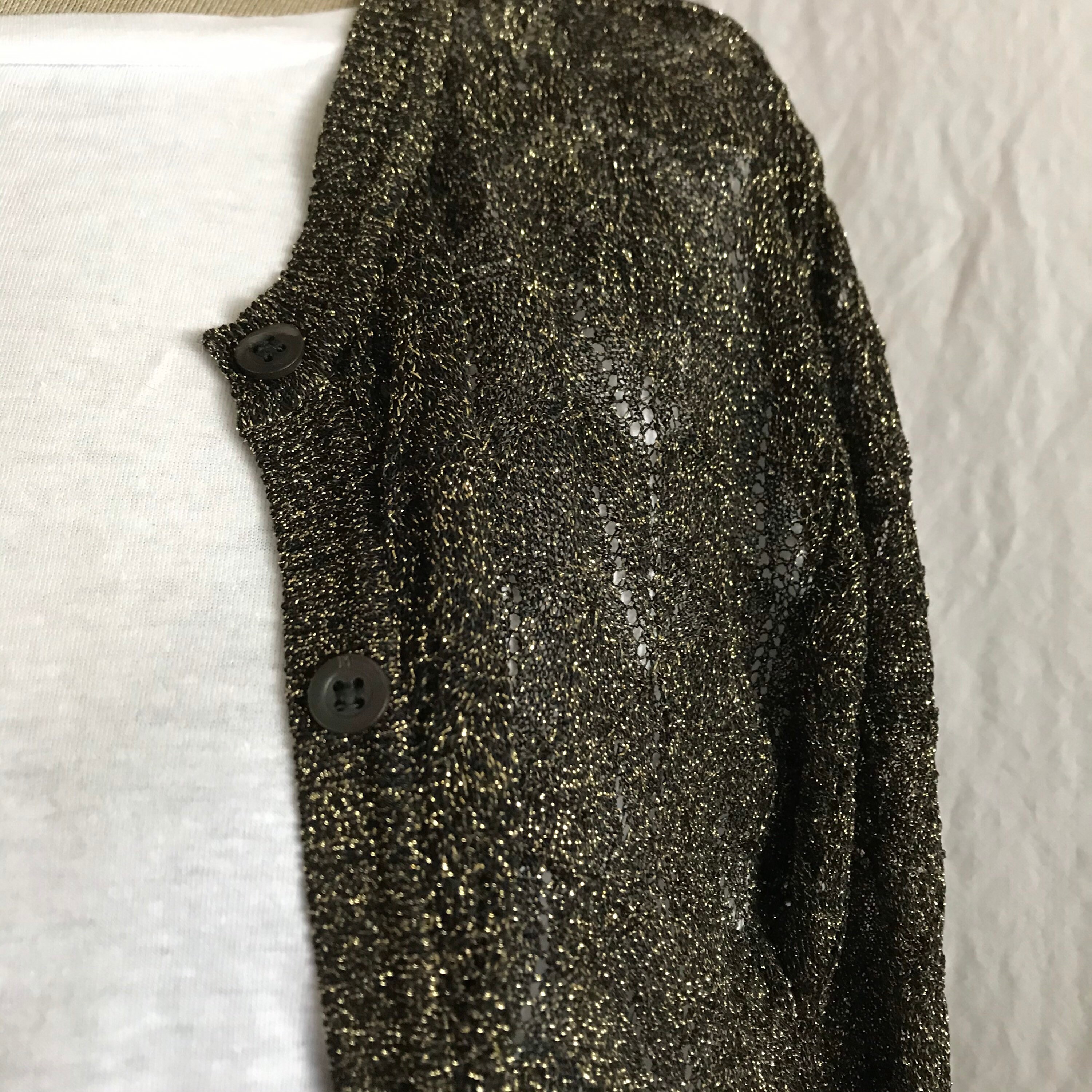 Vintage M Missoni Label Metallic Gold Delicate Knit Cardigan Zig Zag ...